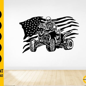 US Skeleton Quad Riding Svg | American Quad Biker Svg | USA ATV Shirt ...