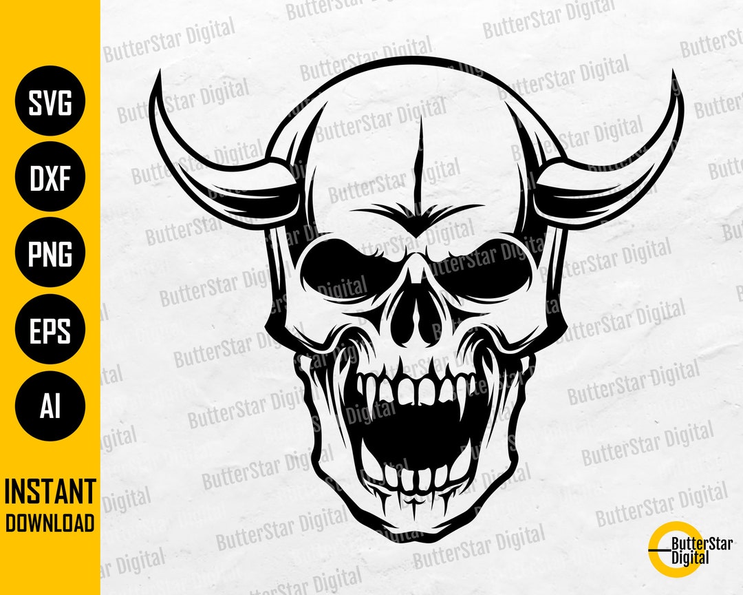 Horned Skull SVG Monster Skeleton SVG Demon SVG Hell Death Grave Evil ...