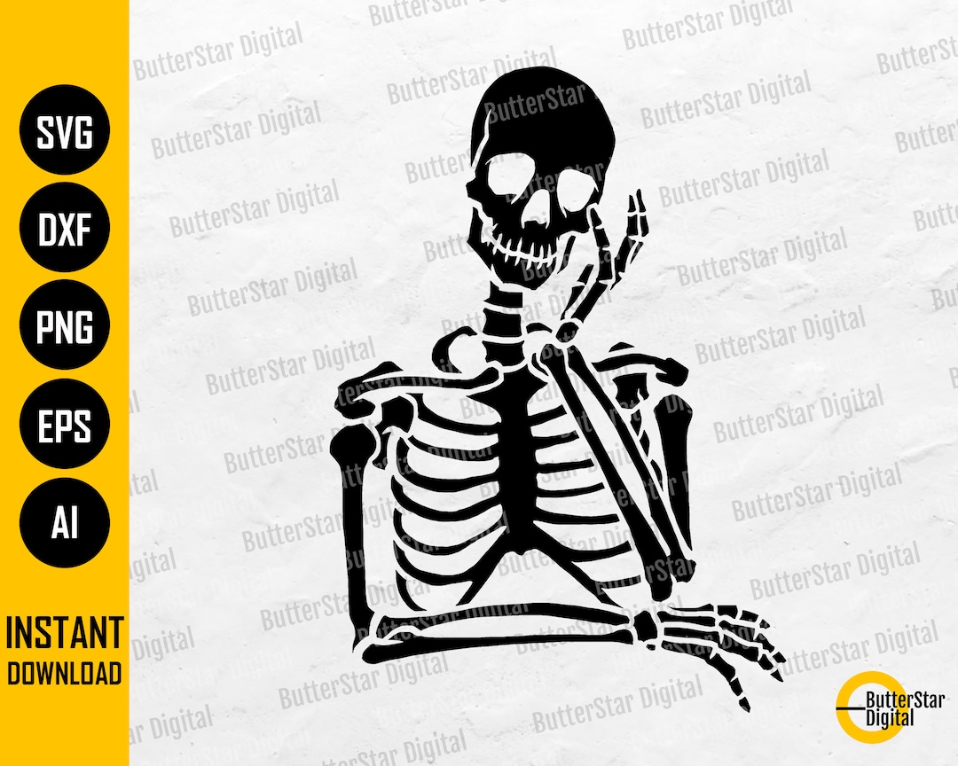 Bored Skeleton SVG | Funny Gothic Decal T-shirt Graphics | Cricut Cut ...