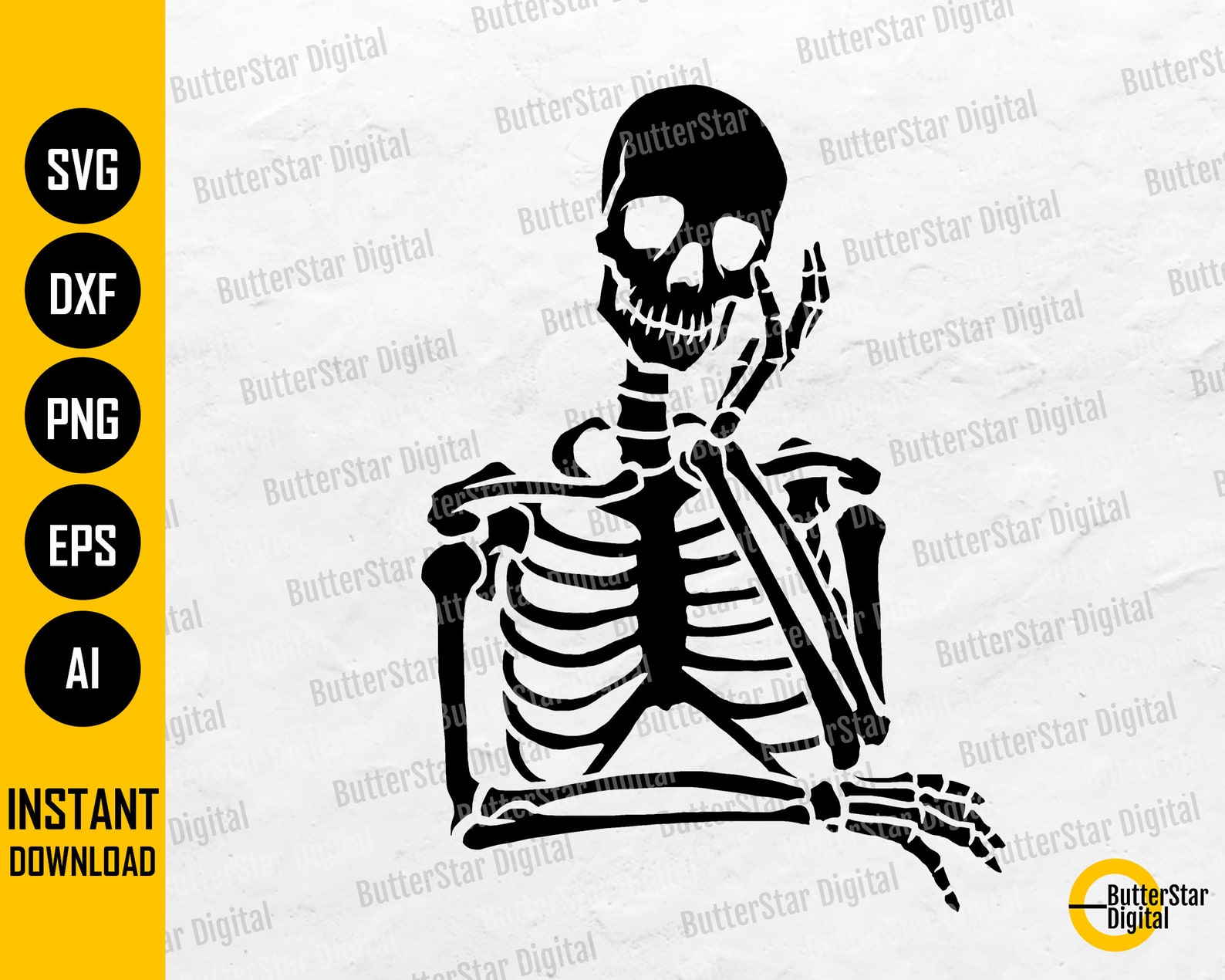 Bored Skeleton SVG | Funny Gothic Decal T-shirt Graphics | Cricut Cut ...