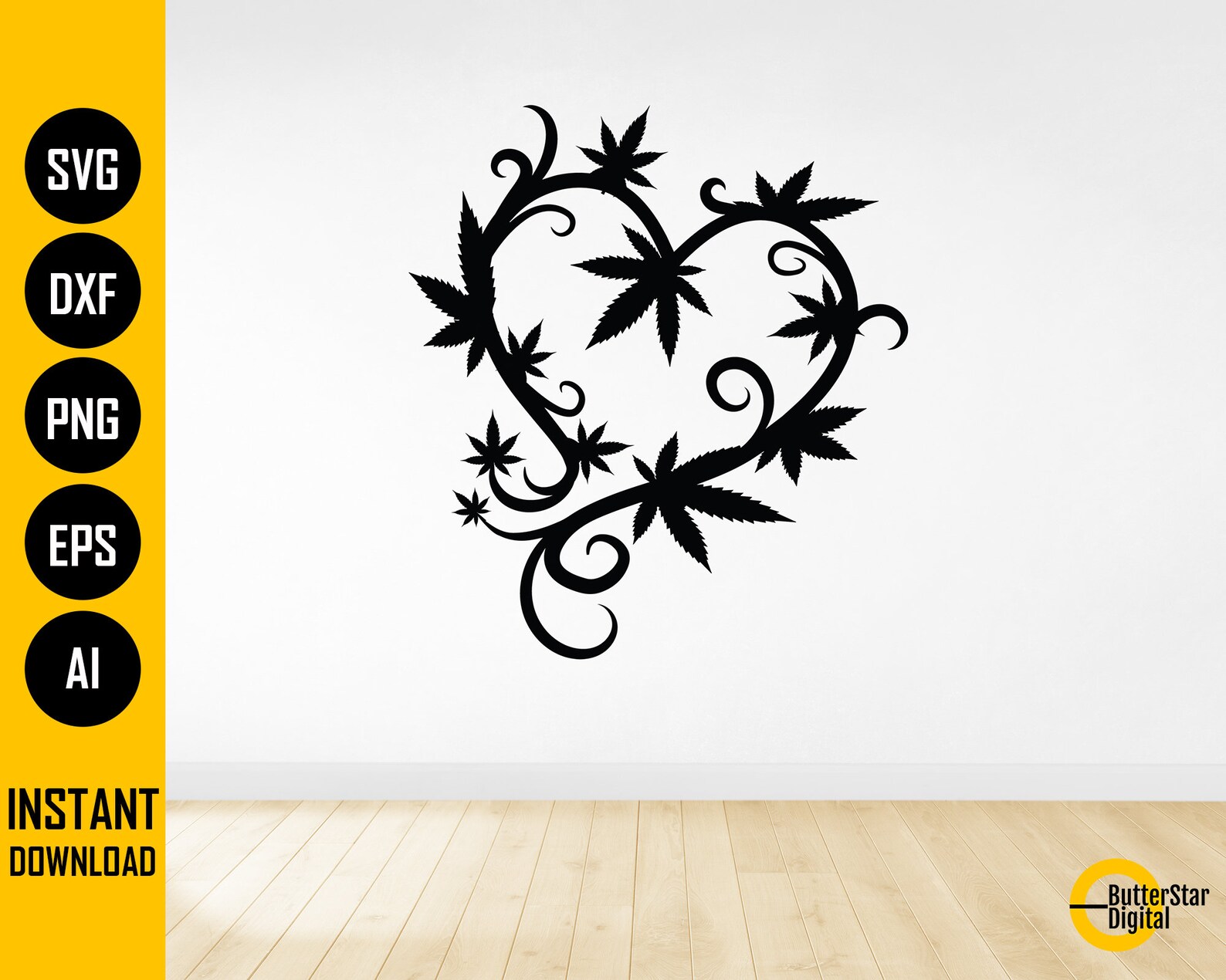 Cannabis Heart SVG | Marijuana Wreath SVG | Weed Love Shirt Decor Decal ...