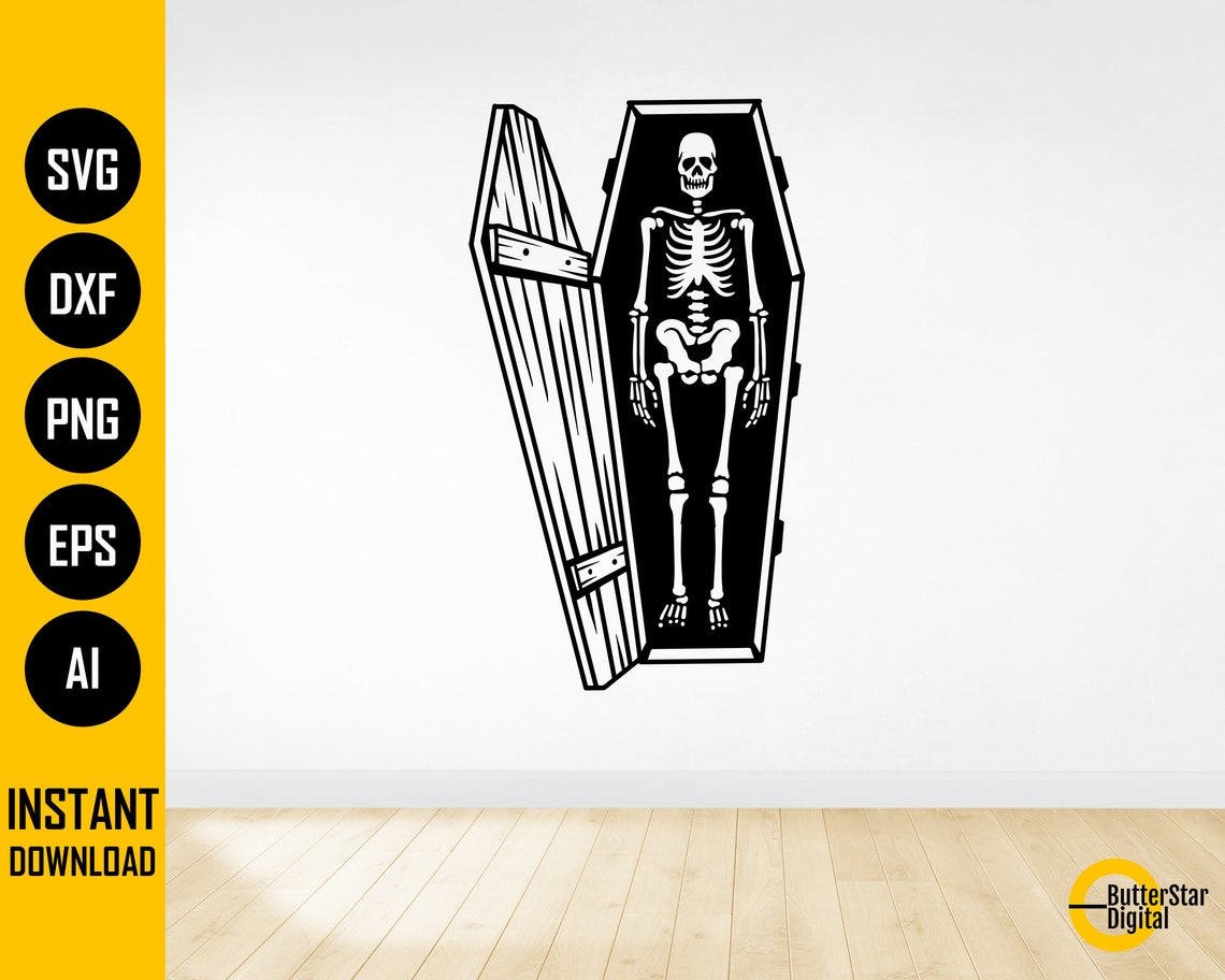 Skeleton in Casket SVG Dead Person SVG Death Grave Funeral - Etsy India