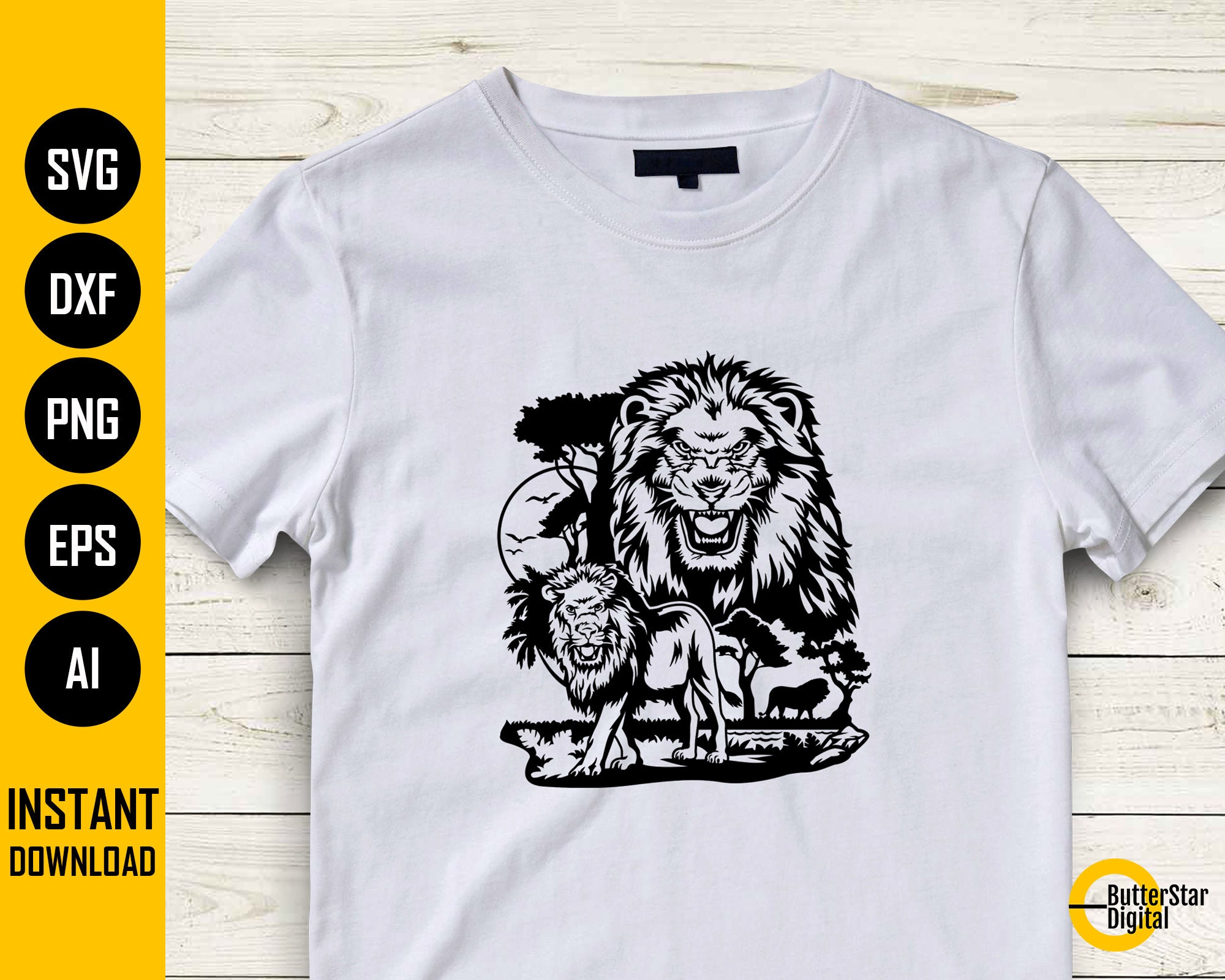 Safari Lion SVG African Savana SVG Wild Animal T-shirt | Etsy UK
