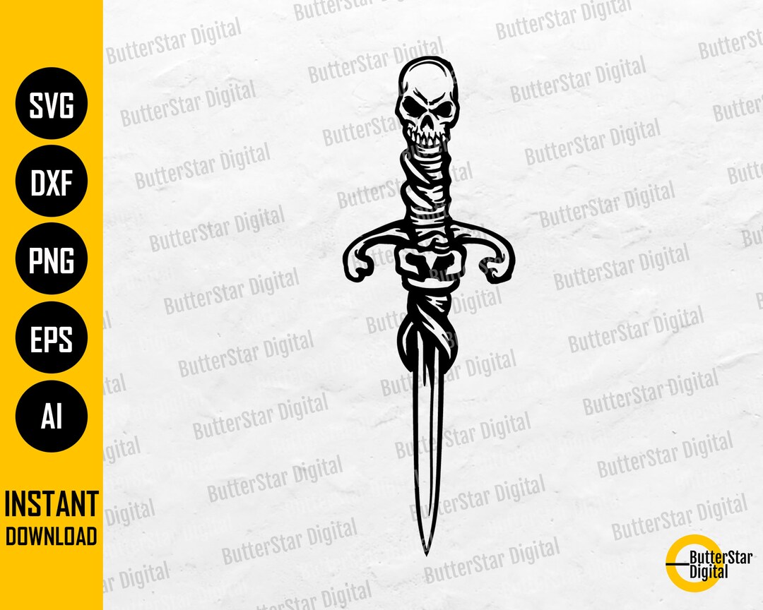 Skull Dagger SVG | Knife SVG | Gothic Decal T-shirt Tattoo Vinyl ...