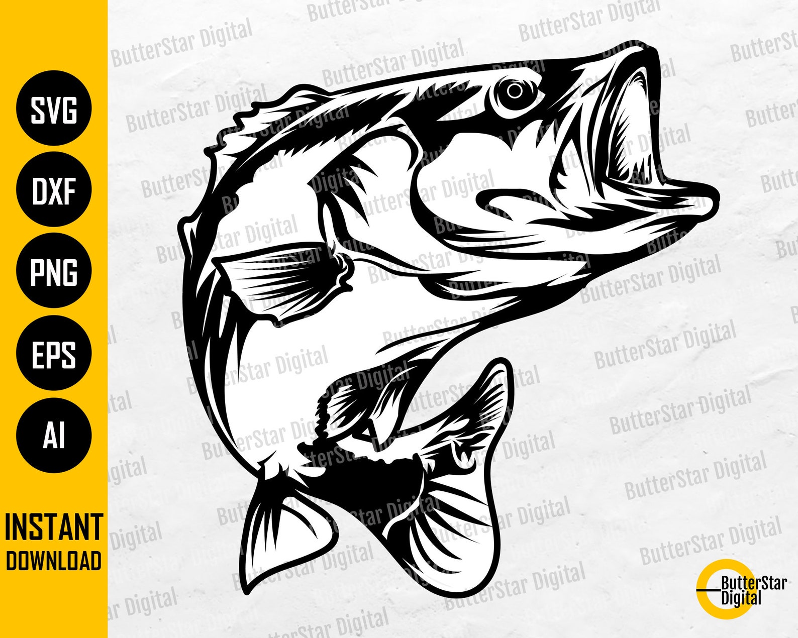 Basvis SVG Bas vissen SVG Bas Vissen SVG Vis Sticker - Etsy België