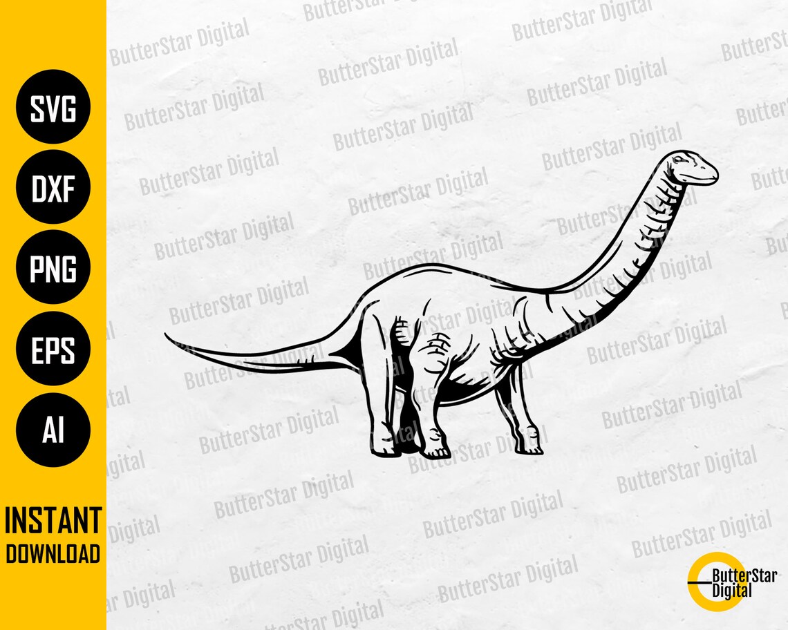 Brontosaurus SVG Dinosaur SVG Dino Vinyl Stencil Line Art | Etsy