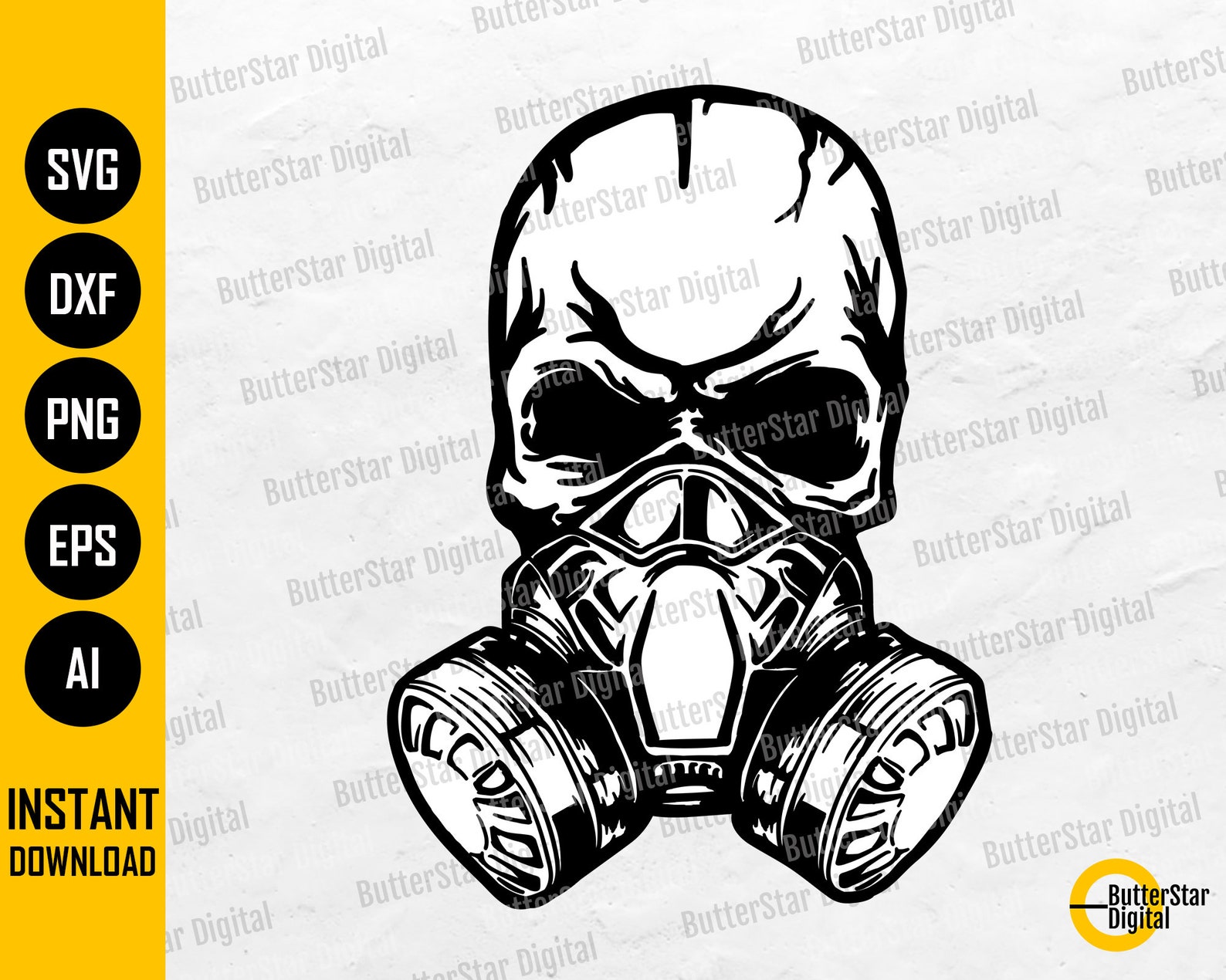 Skull Gas Mask SVG Biohazard SVG Gothic T-shirt Tattoo - Etsy
