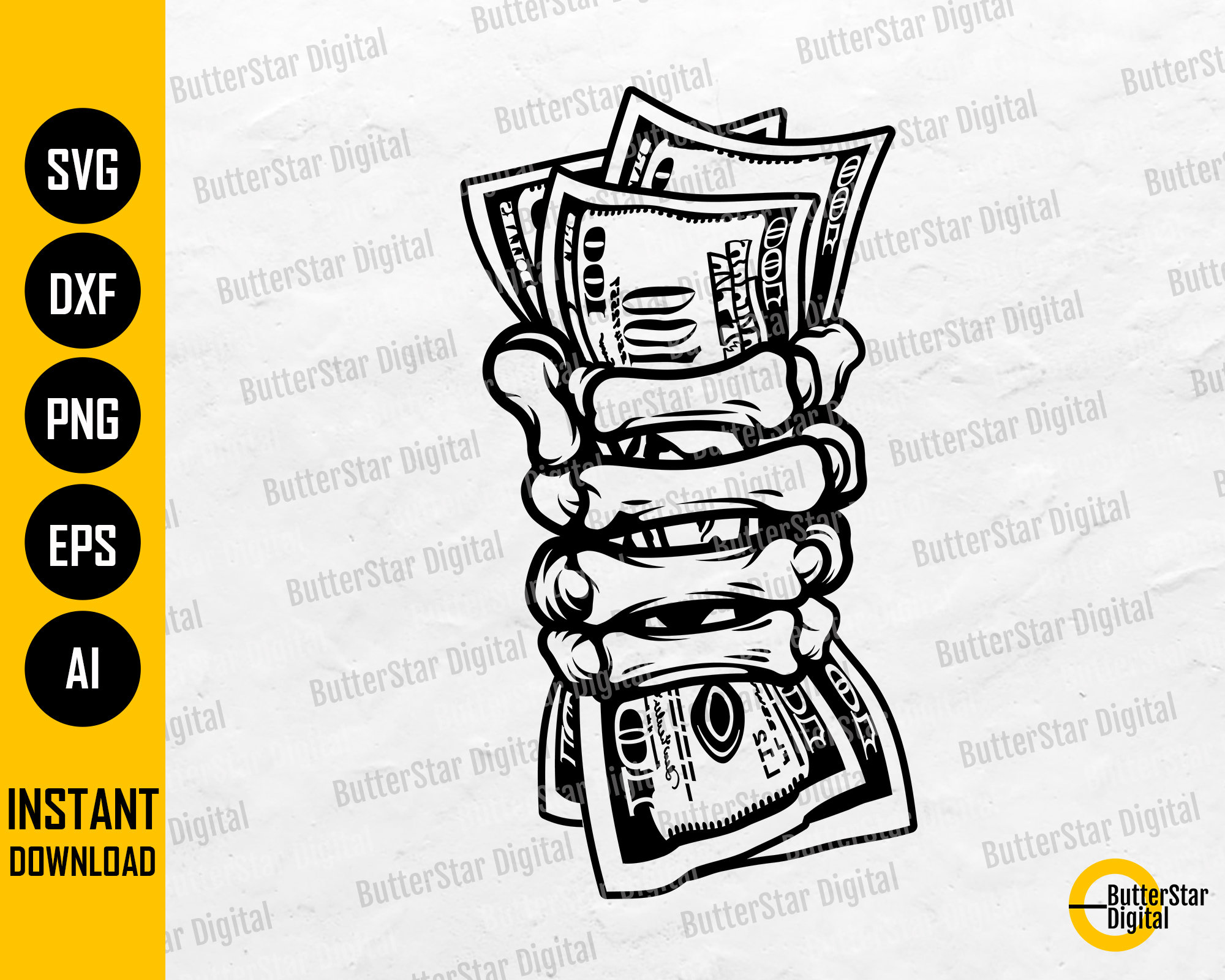 Skeleton Holding 100 Dollar Bills SVG | Cash SVG | Money SVG | Rich Rap ...