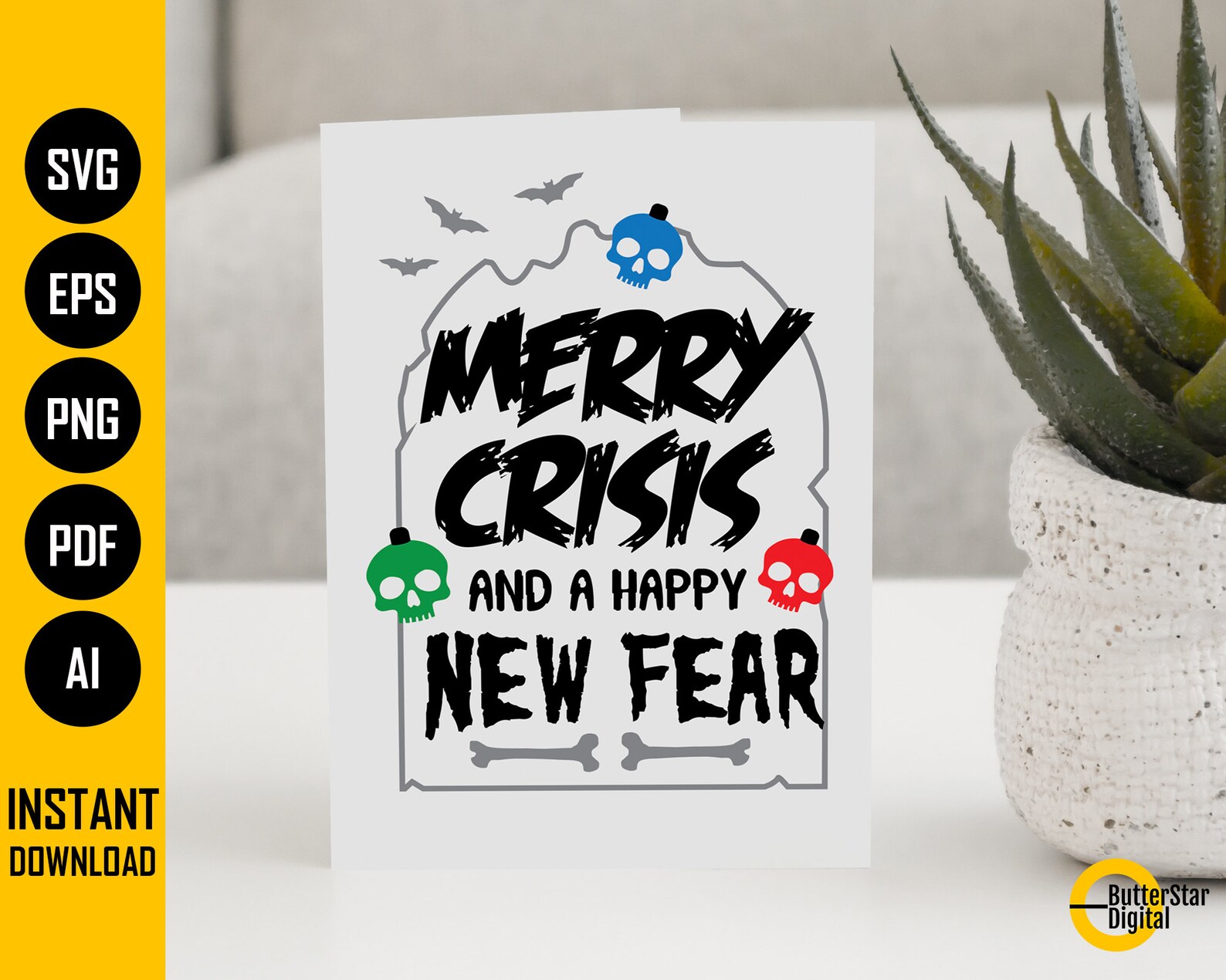 Merry Crisis and A Happy New Fear SVG | Merry Xmas and Happy New Year ...