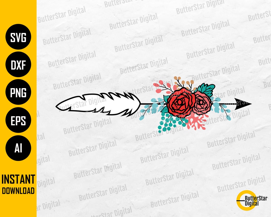 Floral Arrow PNG | Boho Flower Arrow SVG | Country Shabby Chic Rustic ...