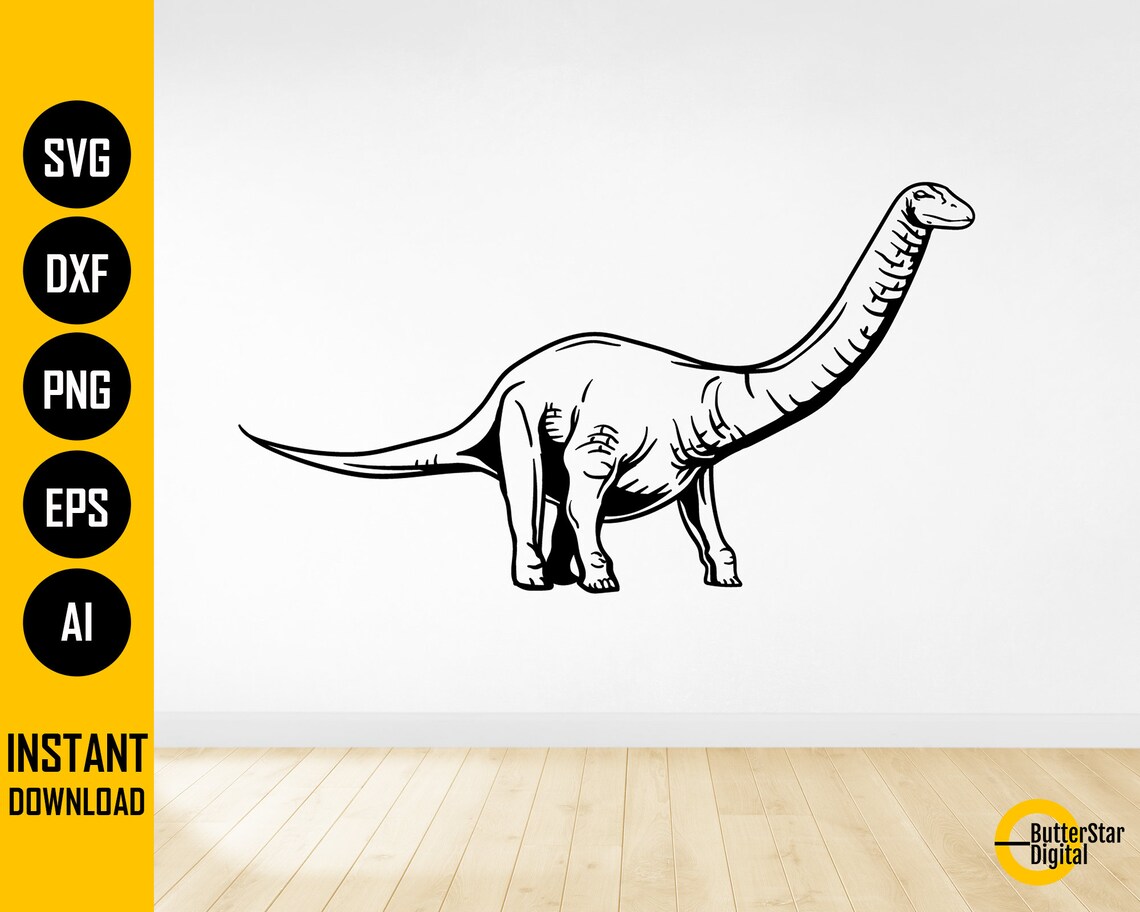 Brontosaurus SVG Dinosaur SVG Dino Vinyl Stencil Line Art | Etsy