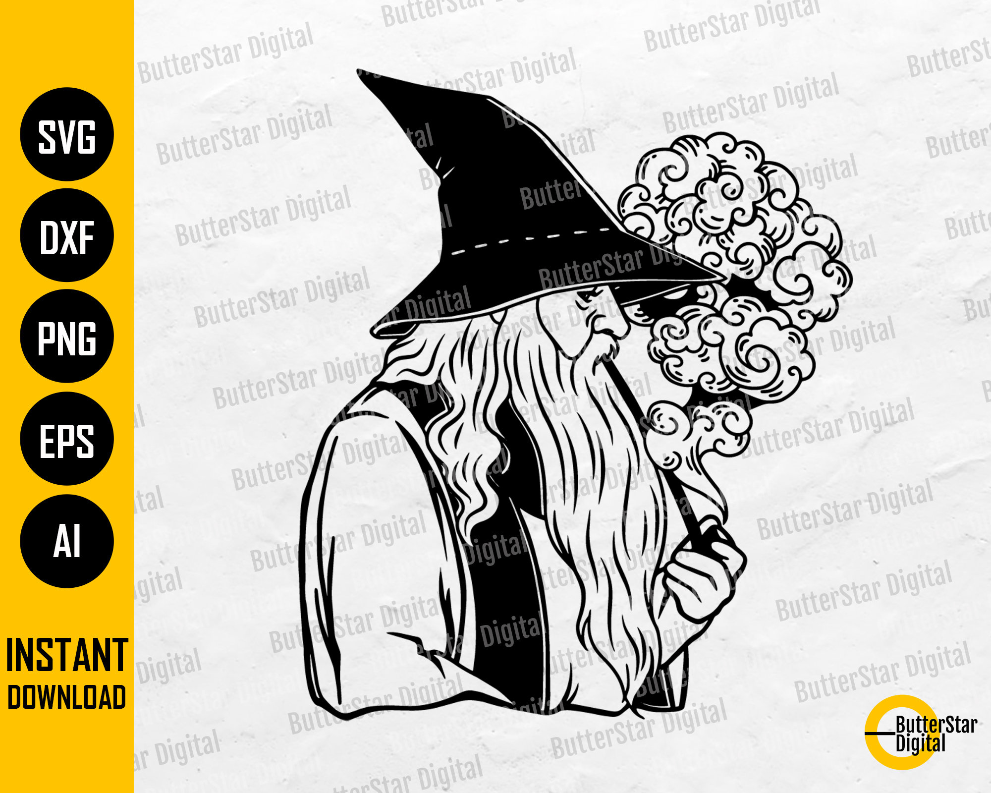 Smoking Wizard SVG Smoking Pipe SVG Tobacco SVG Smoke | Etsy