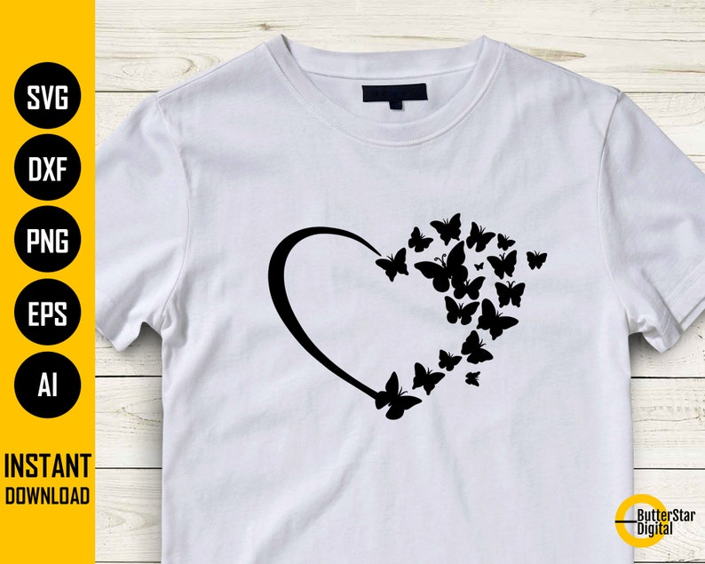 Butterfly Heart SVG Butterflies SVG HTV Vinyl Stencil - Etsy
