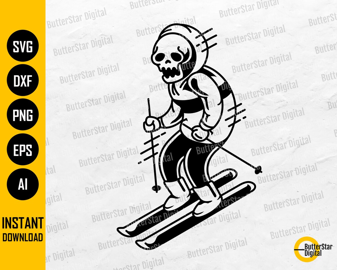 Skeleton Skiing SVG Snow Skis SVG Winter Sports T-shirt - Etsy