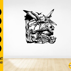 Pterodactyl Dinosaur Scene SVG | Dino T-shirt Stencil Vinyl ...