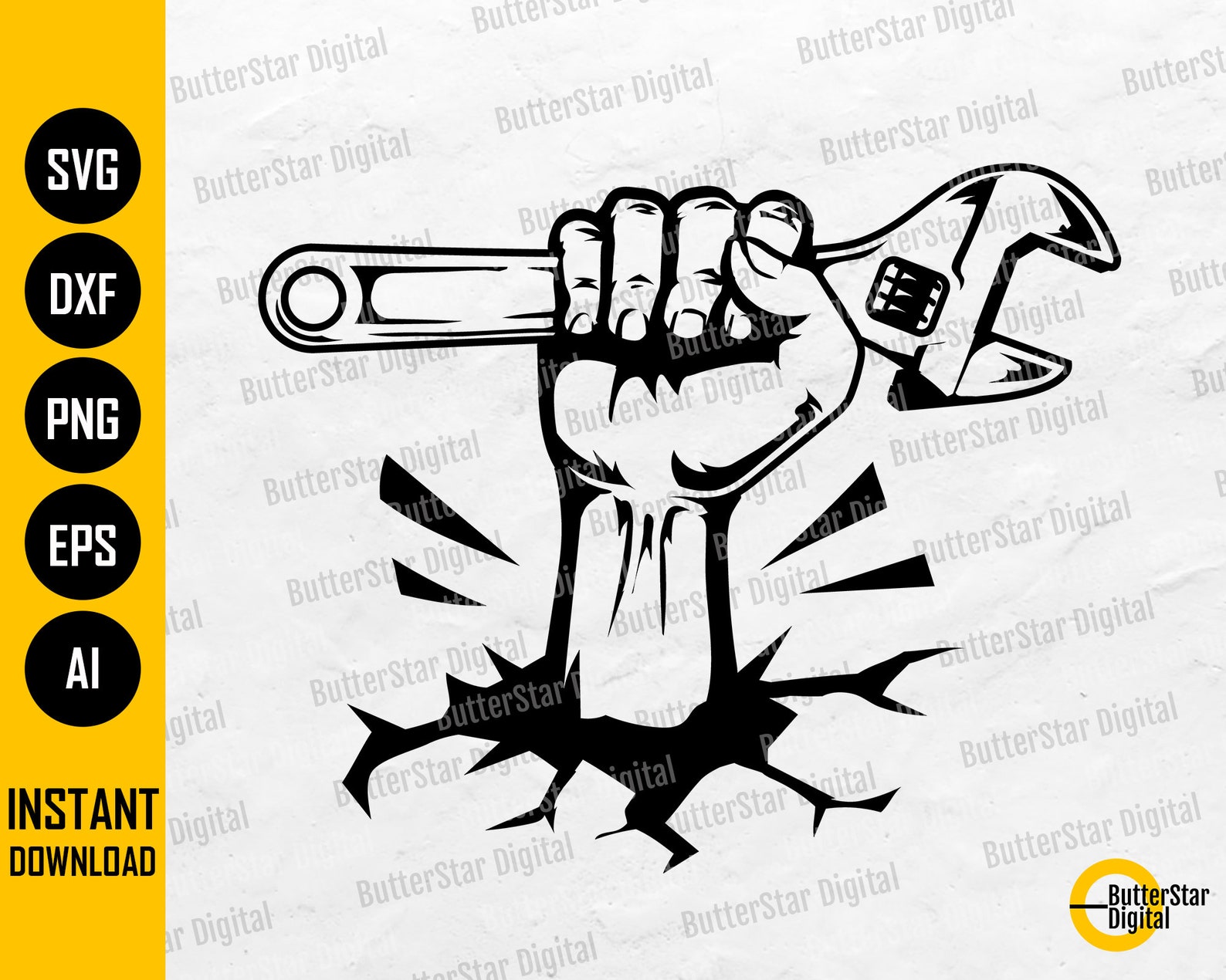 Smashing Adjustable Wrench SVG Hand Holding Spanner SVG - Etsy