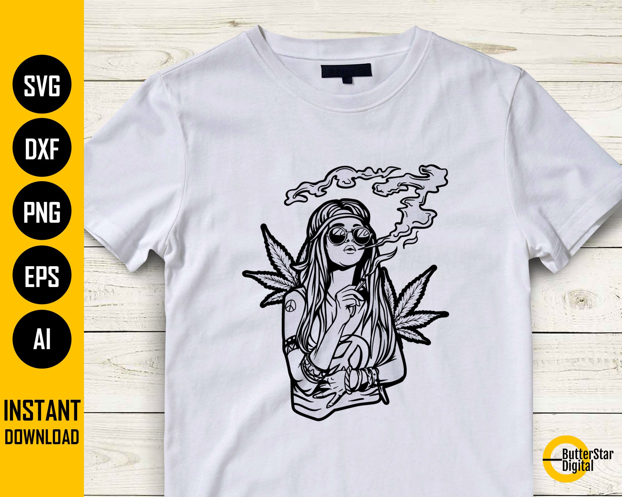 Hippie Girl Smoking Weed SVG / Smoke Marijuana SVG / Hippy | Etsy