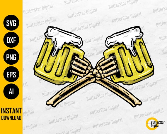 Beer Skeleton Crossbones SVG Cheers SVG Funny Drinking | Etsy