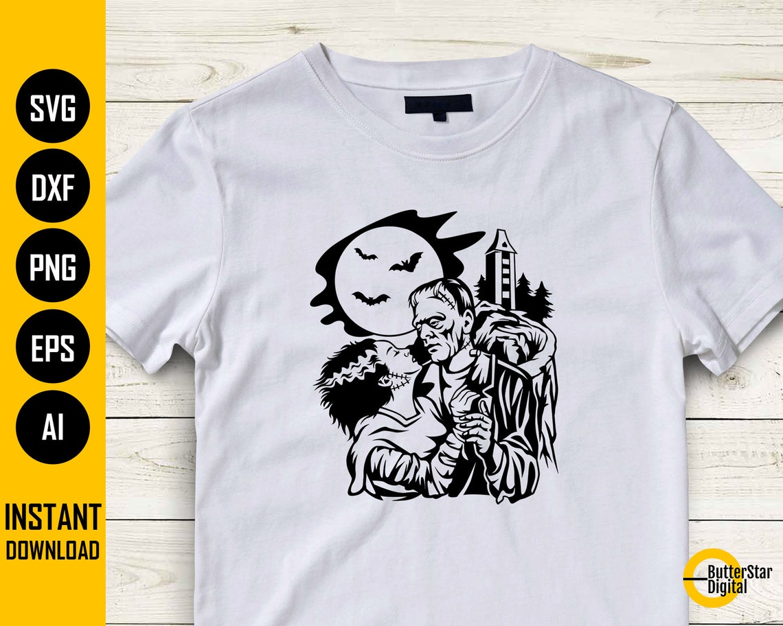 Frankenstein and Bride SVG | Horror Scene SVG | Monster T-shirt Decal ...