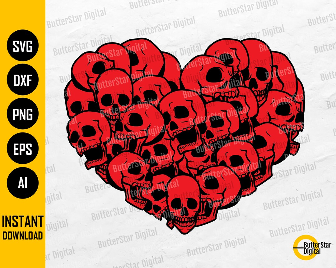 Skulls Heart SVG | Skeleton SVG | Gothic Horror Dead Shirt Graphic Tee ...