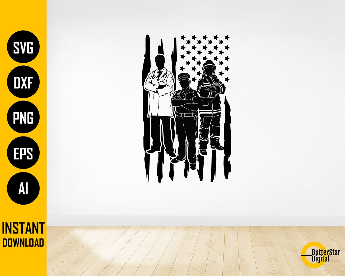US First Responders SVG USA Flag Emergency T-shirt Gift - Etsy