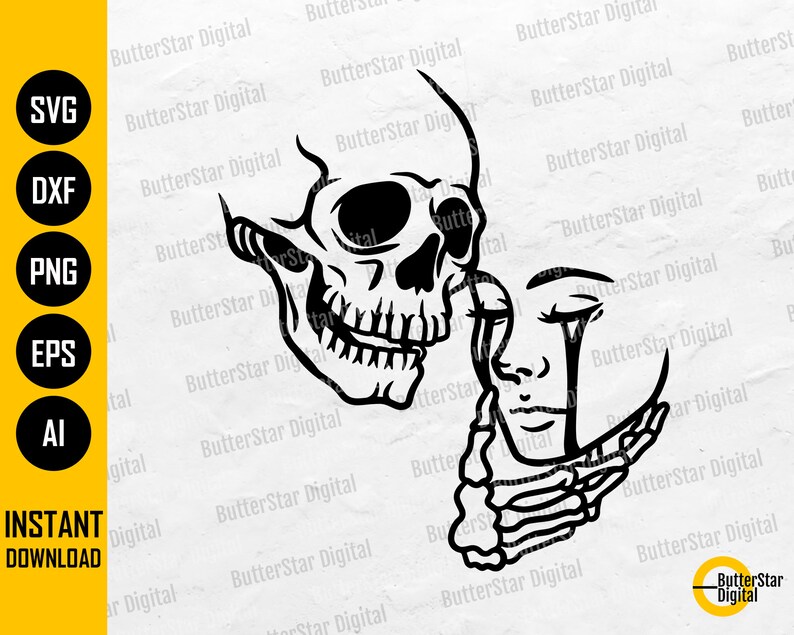 Skeleton With Crying Woman SVG Sad Girl SVG Depressed - Etsy