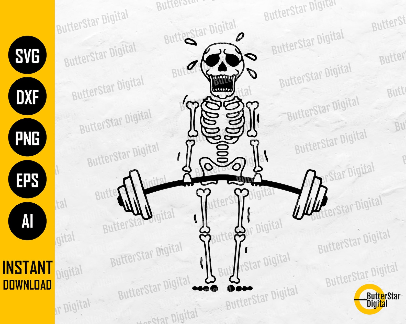 Skeleton Deadlift SVG | Cute Funny Gym Sticker Decal T-shirt Graphics ...