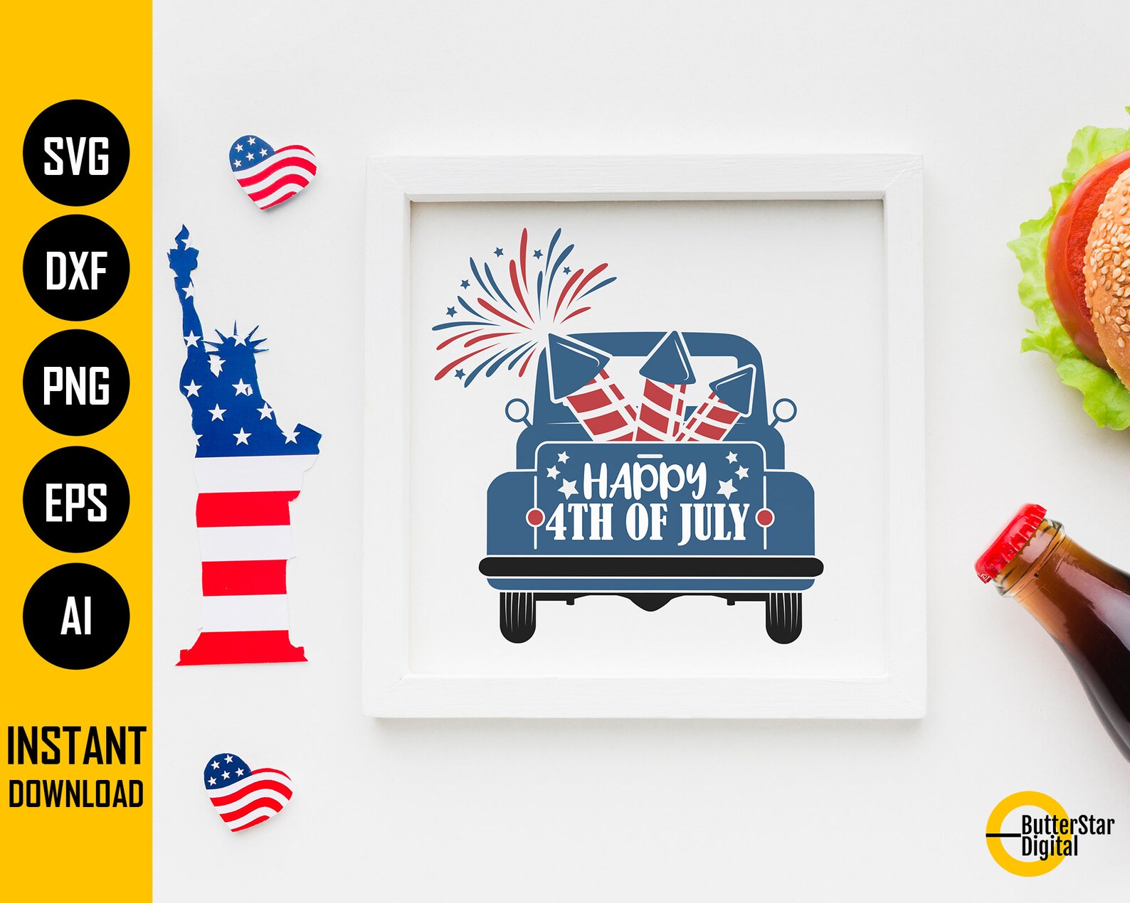 Happy 4th of July Truck SVG Fireworks on Back Fourth of - Etsy