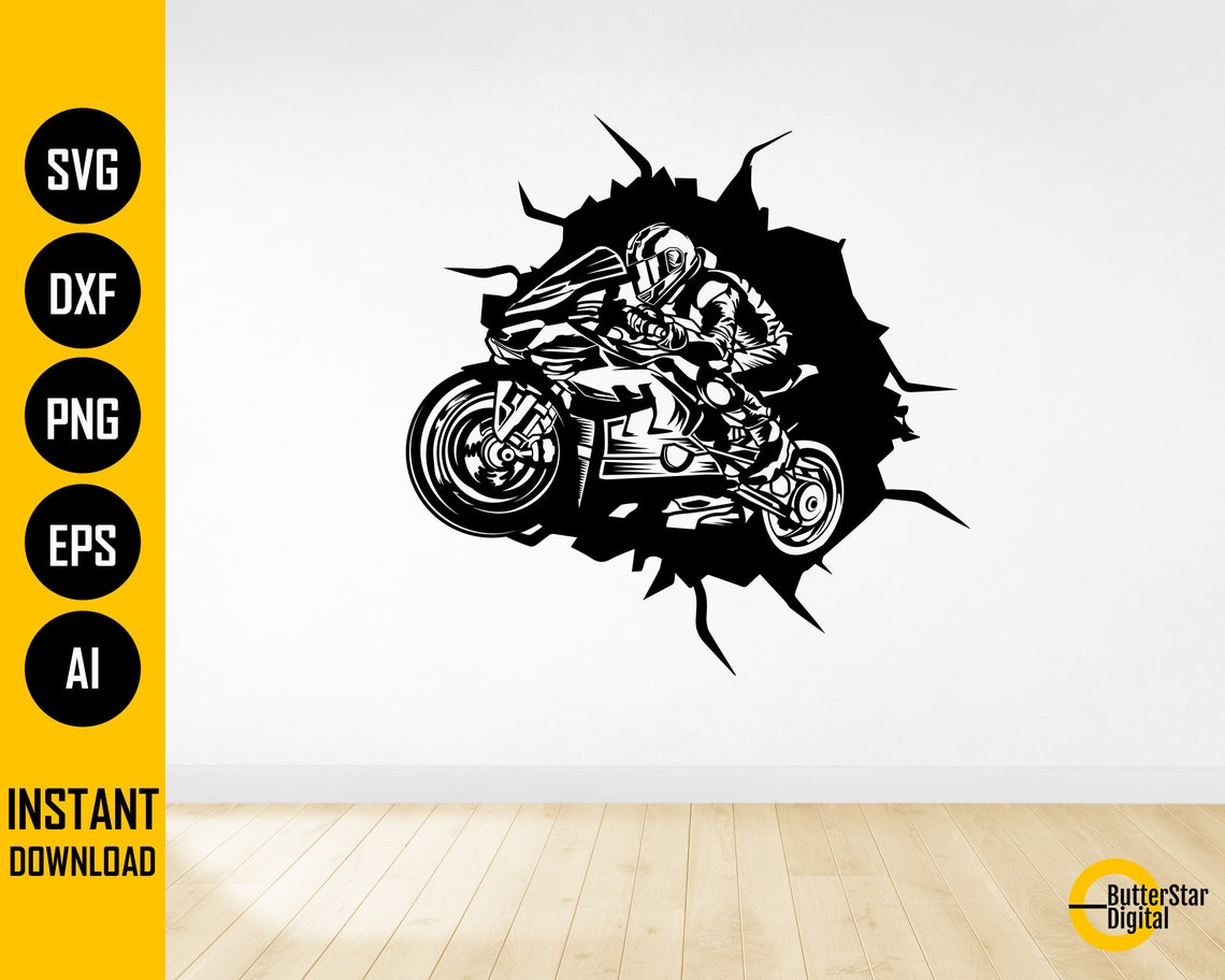 Smashing Superbike SVG | Sport Bike SVG | Biker T-shirt Wall Art Decal ...