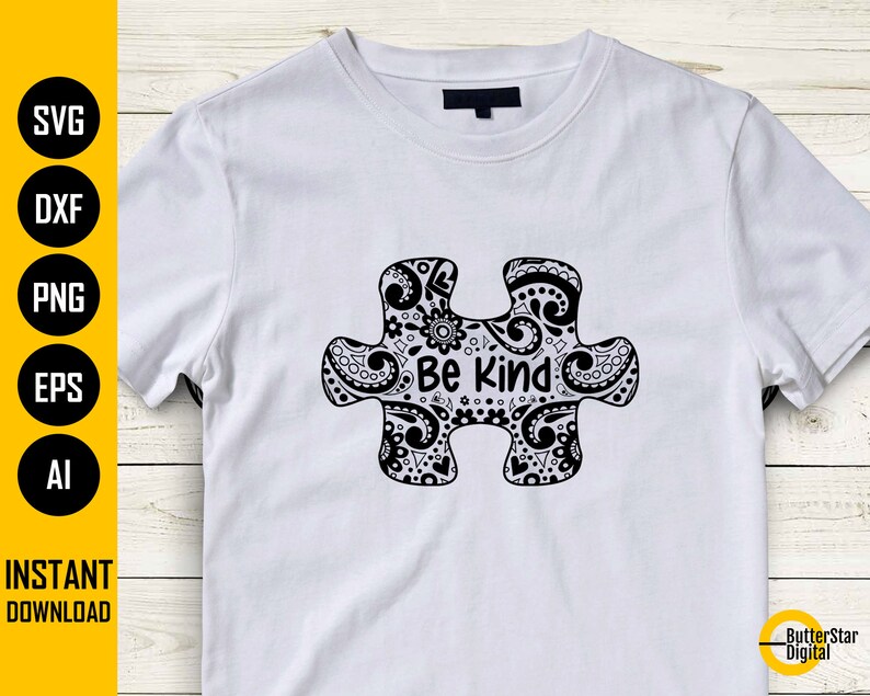 Be Kind SVG Autism Awareness SVG Mandala Puzzle Piece SVG - Etsy