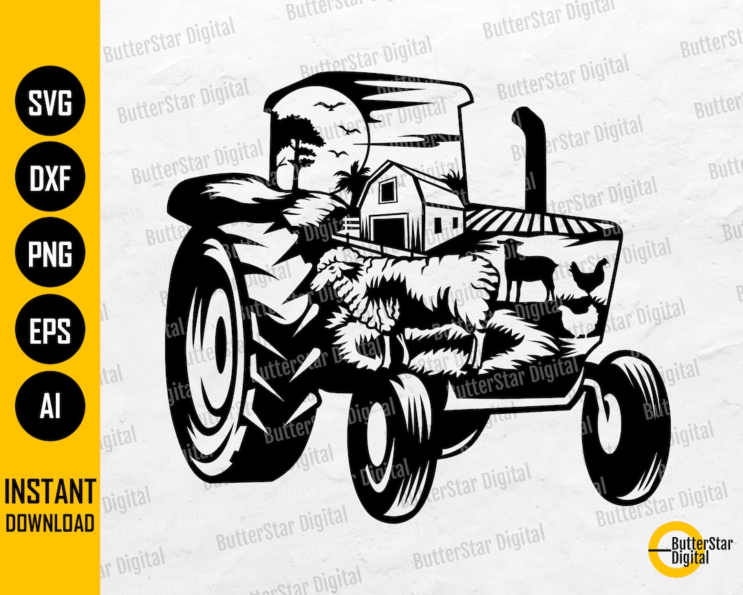 Tractor Farm Scene SVG Ranch SVG Barn Animal T-shirt Decal Clipart ...