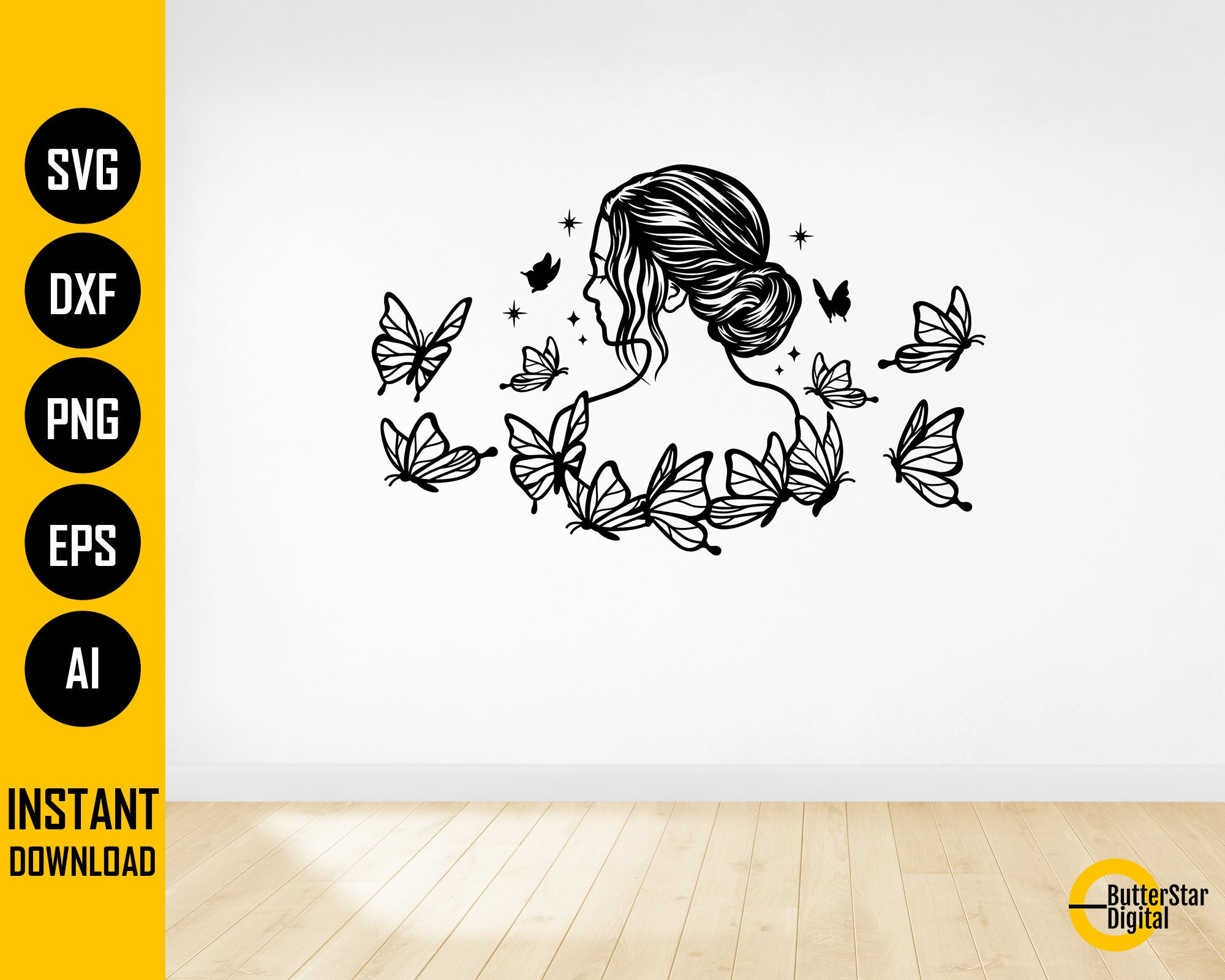 Girl With Butterflies SVG | Butterfly Lover SVG | Cute Animal SVG ...
