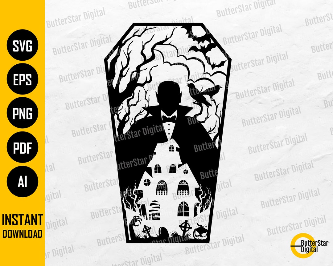 Vampire Coffin SVG | Halloween Casket Decor | Home Wall Monster Decal ...