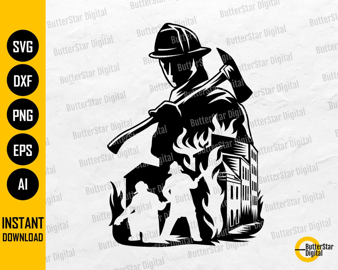 Firefighter SVG | Fireman SVG | Fire Fighter T-shirt Decal Sticker ...