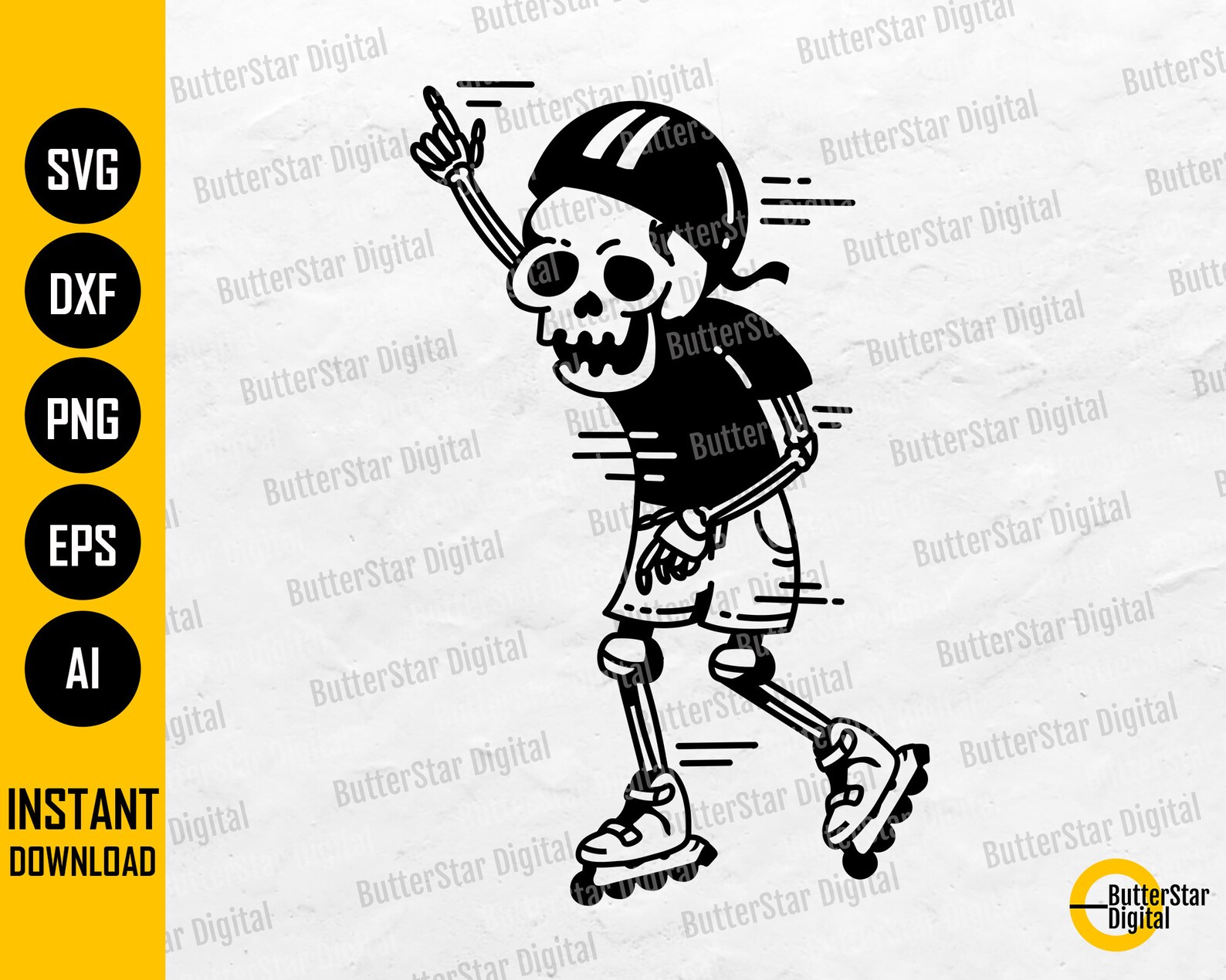 Skeleton Inline Skating SVG | Roller Blades SVG | Roller Skates Shirt ...