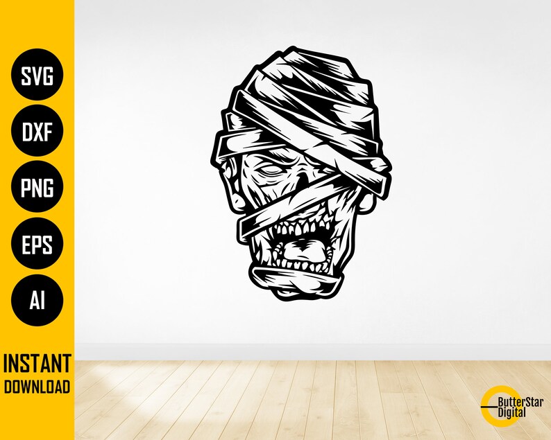 Mummy Head SVG | Horror Monster SVG | Halloween T-shirt Decal Vinyl ...