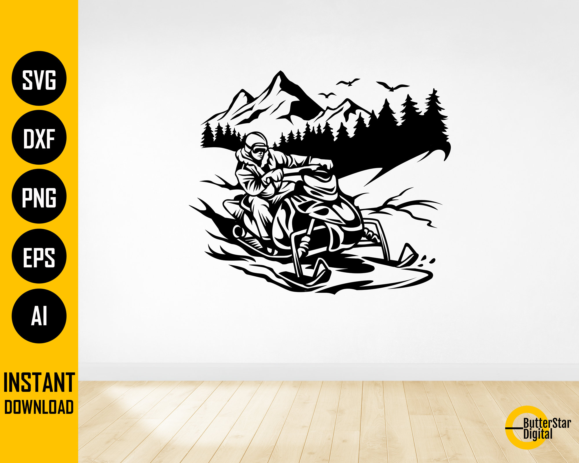 Snowmobile Scene SVG Snow Vehicle SVG Winter Decal Sticker - Etsy