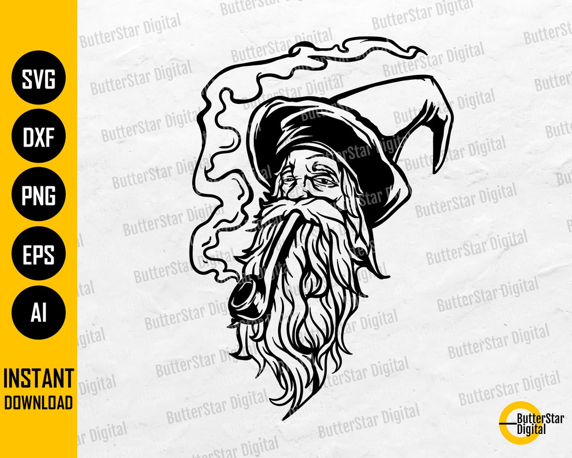 Wizard Smoking Pipe SVG Sorcery SVG Mage SVG Hermit Svg | Etsy