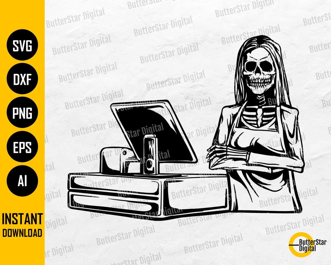 Skeleton Cashier SVG | Supermarket SVG | Grocery SVG | Job Svg | Cricut ...
