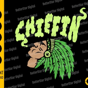 Chiefin PNG | Native American Chief Smoking Cannabis PNG | Weed T-shirt ...