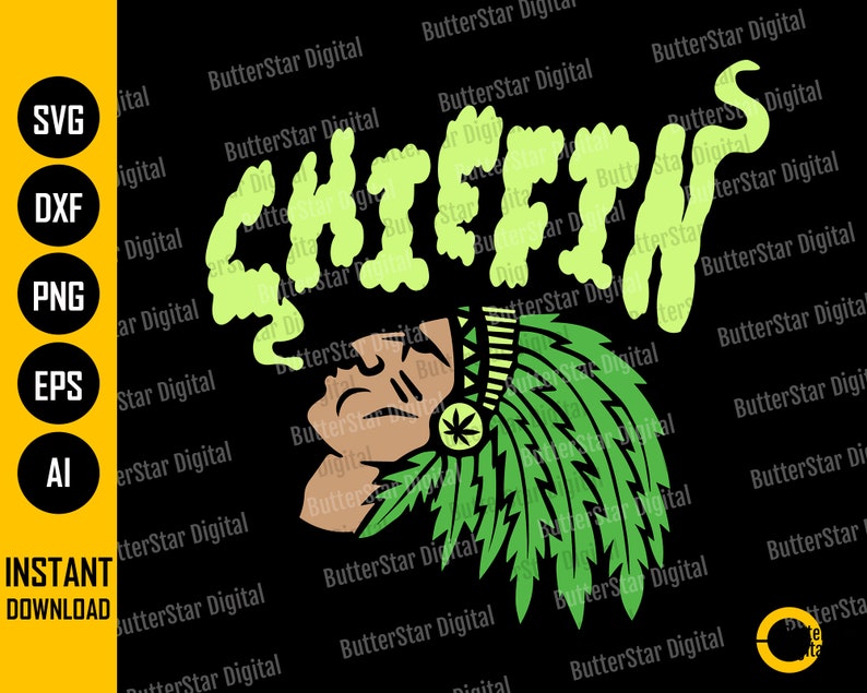 Chiefin PNG | Native American Chief Smoking Cannabis PNG | Weed T-shirt ...