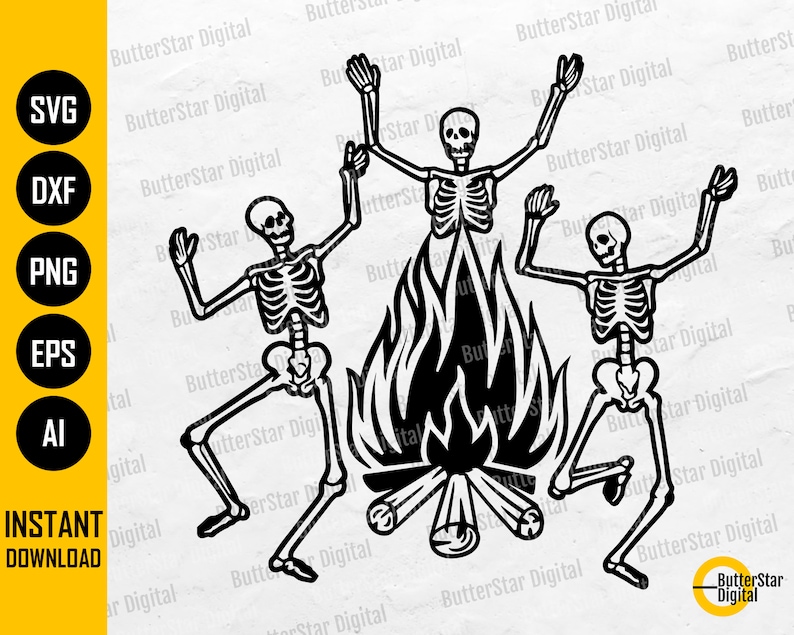 Skeletons Dancing Around Fire SVG Halloween SVG Funny - Etsy