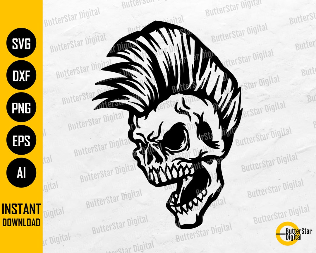 Mohawk Skull SVG | Punk Rock SVG | Skeleton SVG | Goons Gang Gangster ...