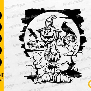 Scarecrow SVG | Halloween Scene SVG | Spooky T-shirt Wall Art Decals ...