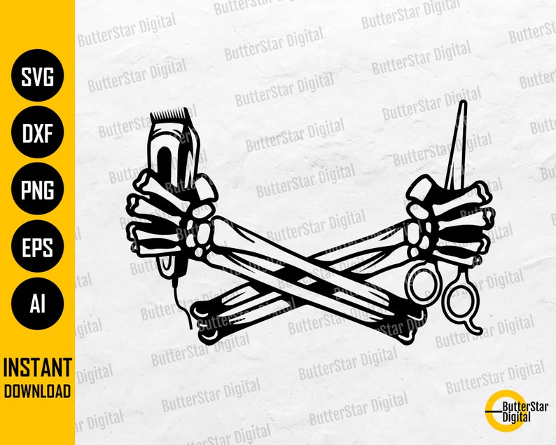 Skeleton Barber Arms SVG Barbershop Tools SVG Hair Cut - Etsy