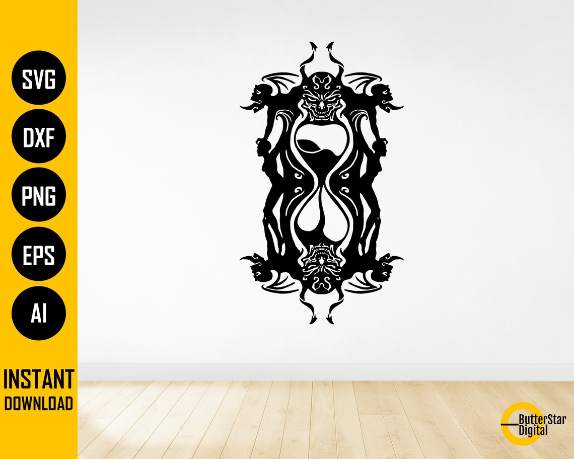 Demon Hour Glass SVG | Sand Hourglass SVG | Gothic Shirt Tattoo Wall ...