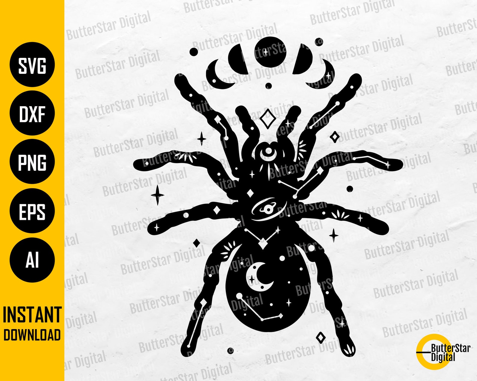 Celestial Spider SVG Zodiac SVG Sun Moon Stars Heavens Sky - Etsy