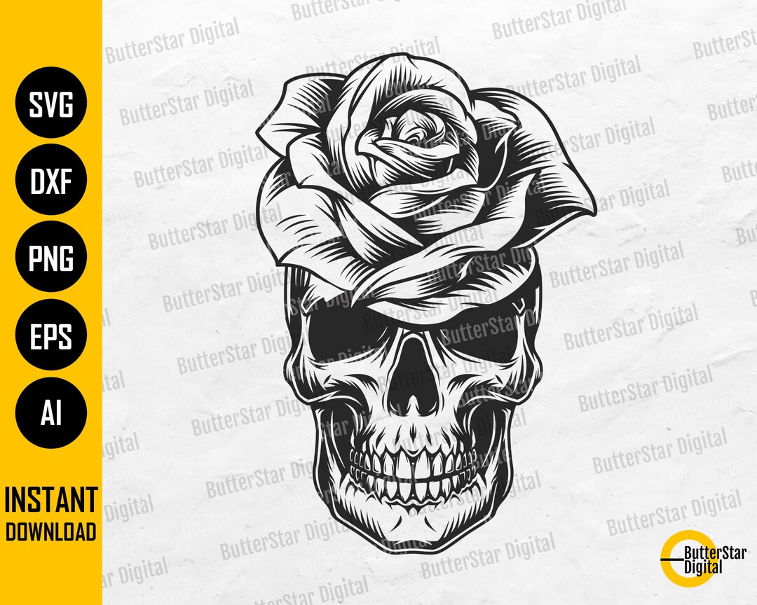 Skull Rose SVG | Dead Skeleton Flower SVG | Gothic Love Decal Shirt ...