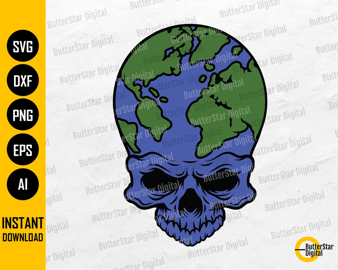 Skull Earth PNG | Globe PNG | Space T-shirt Sticker Sublimation ...