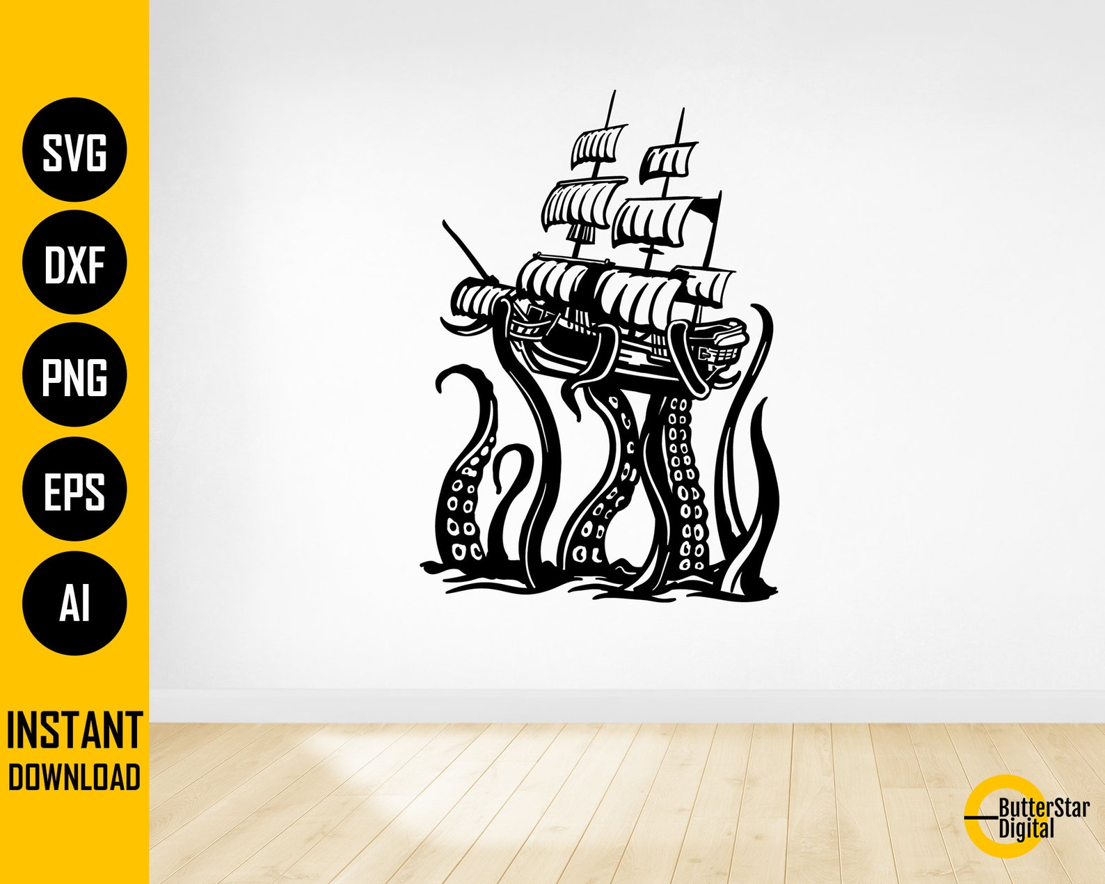 Kraken SVG | Tentacles SVG | Mythical Creature Wall Art Vinyl Decal ...